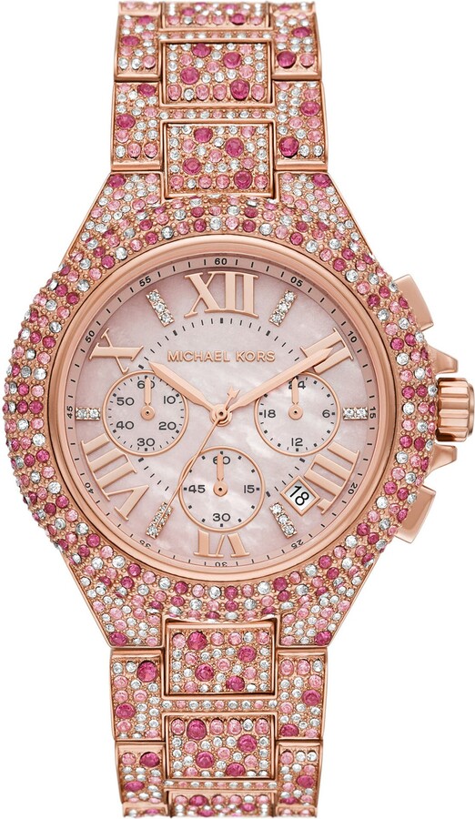 Michael Kors Camille Pavé Crystal Chronograph Watch, 43mm - ShopStyle