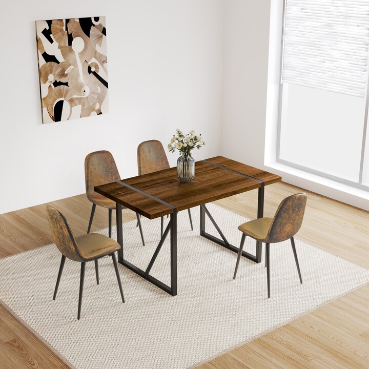 Green Scenic MDF Dining Table and Dining Chairs Set of 4,Wooden Kitchen ...
