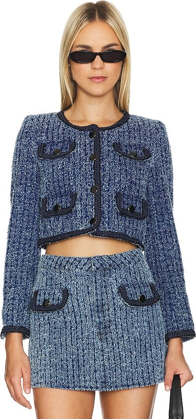 Self-Portrait Textured Denim Jacket - ShopStyle