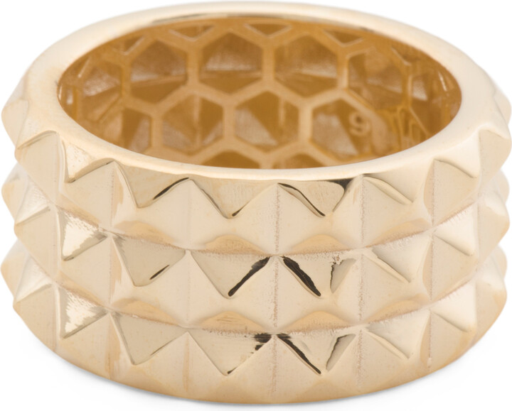 Golden Clef Made In Italy 14k Gold Triple Pyramid Spike Ring - ShopStyle