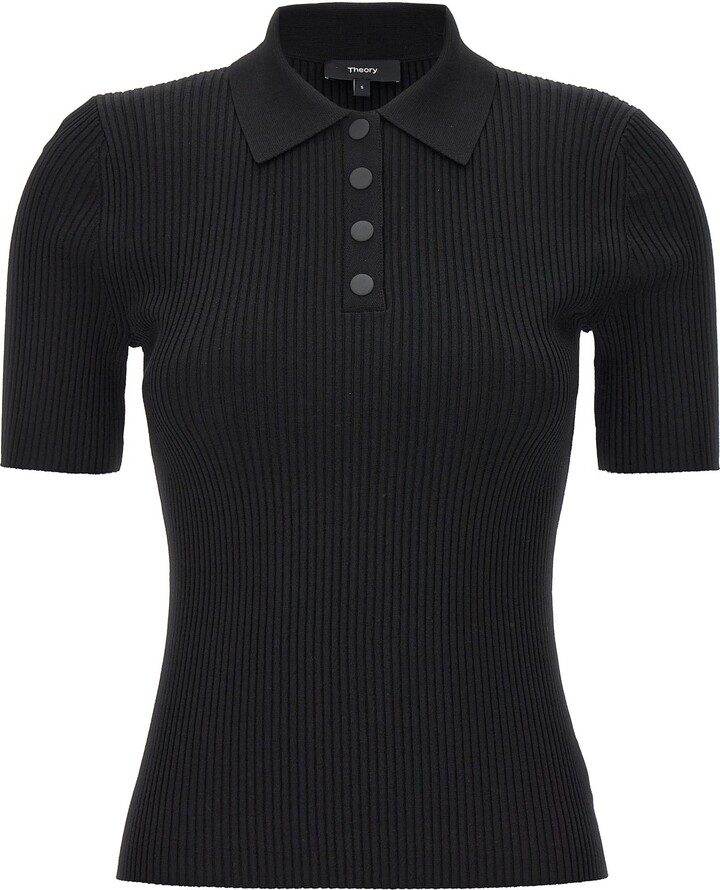 Theory Ribbed Polo Shirt - ShopStyle Tops
