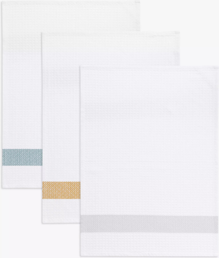 John Lewis ANYDAY John Lewis Pattern Border Waffle Tea Towels ...