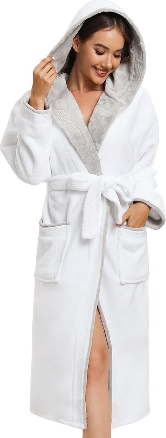 Vislivin Fleece Dressing Gown for Women Fluffy Hooded Dressing Gown ...