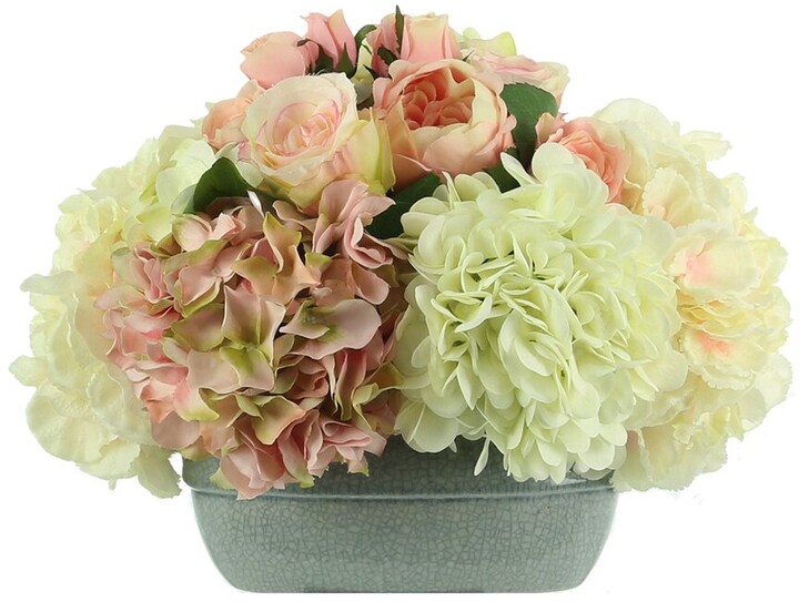 Creative Displays Hydrangea & Roses Arrangement In Ceramic Vase ...