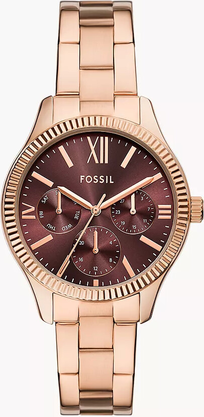 Fossil Outlet Rye Multifunction Rose Gold-Tone Stainless Steel Watch ...
