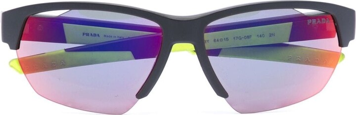 Prada Eyewear Linea Sport semi-rimless sunglasses - ShopStyle