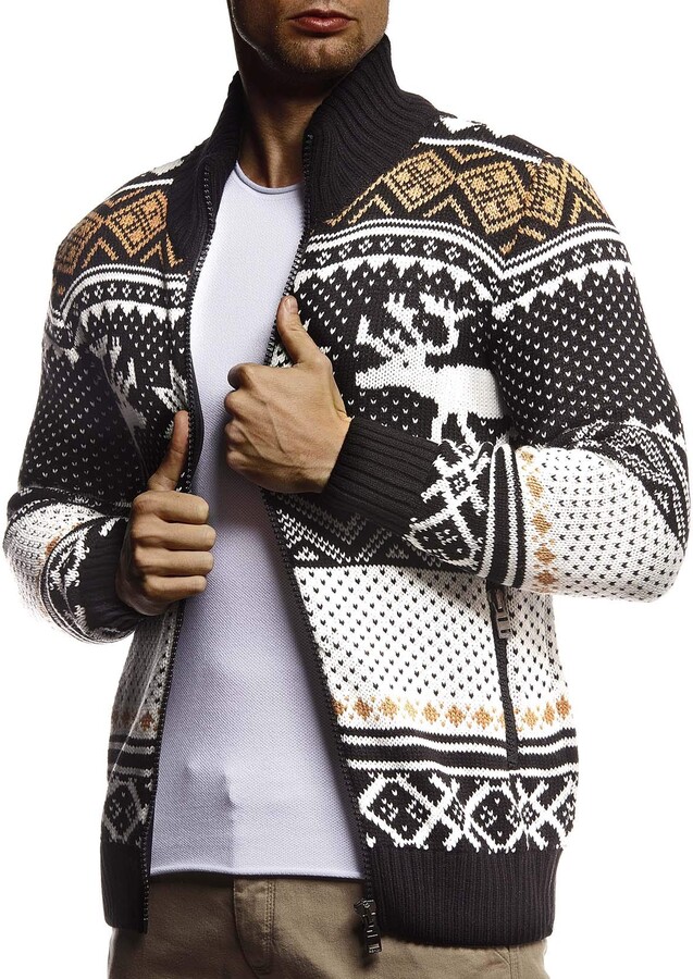 Leif Nelson Men Stand-Up Collar Cardigan Jacket N # #NV - ShopStyle