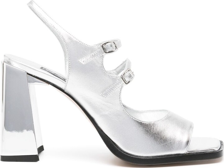 Carel Paris Silver-Tone Vendôme 95 Metallic Leather Sandals - ShopStyle