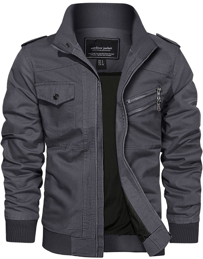 TACVASEN Work Jacket Mens Autumn Cotton Jacket Lightweight Spring Summer Work Jacket Cargo ...