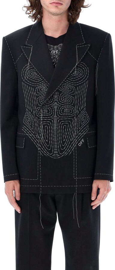 Off-White Body stitch tuxedo double-breast jacket - ShopStyle Wool Coats