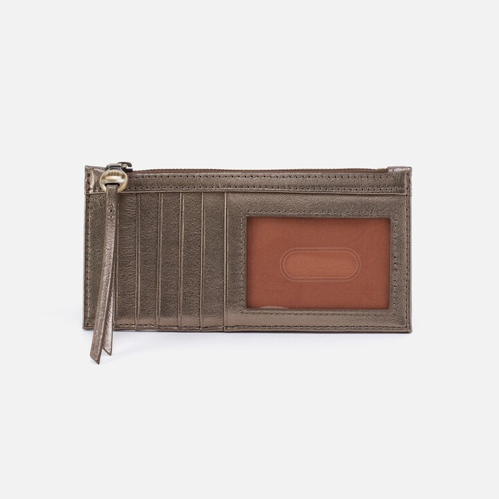 Hobo Carte Card Case in Pebbled Metallic Leather - Pewter - ShopStyle