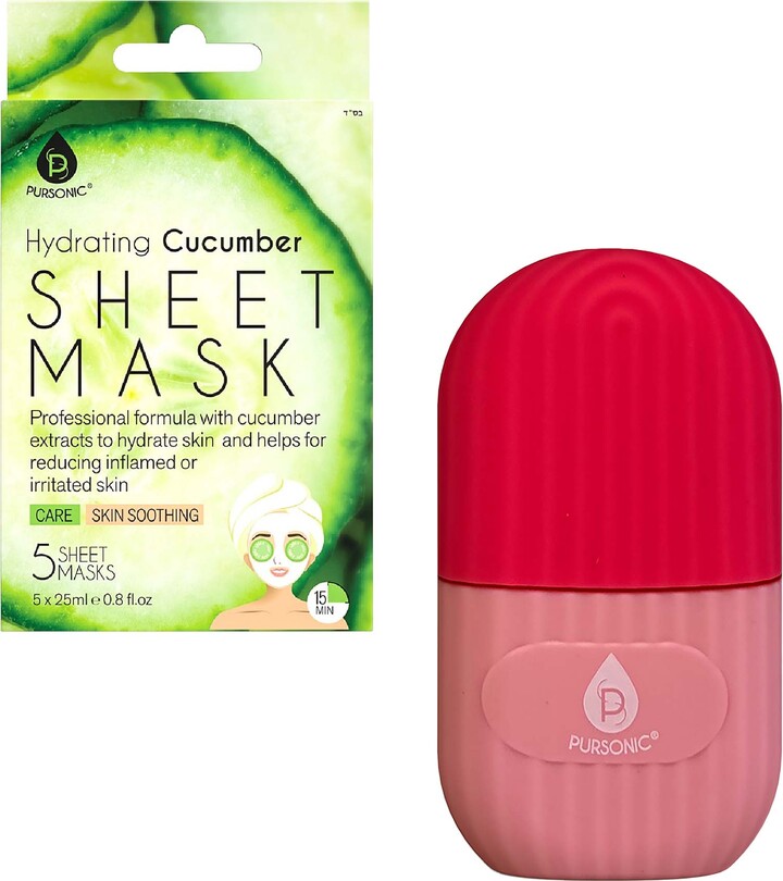 Pursonic Ice Cube Facial Roller Massager & Hydrating Cucumber Sheet Masks Your Ultimate Skincare ...
