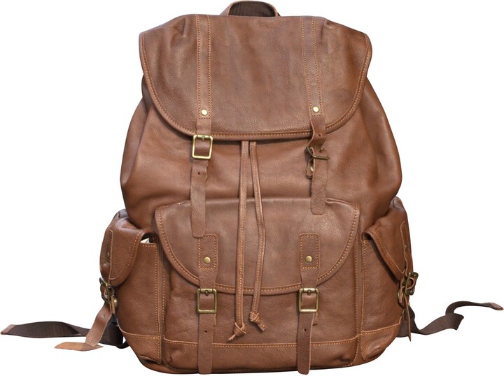 Touri Military Style Leather Backpack - Chestnut - ShopStyle