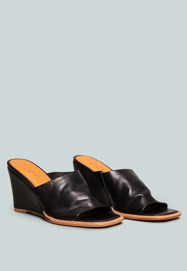 Rag & Co X HEPBURN Black Sliders Wedge Sandals - ShopStyle