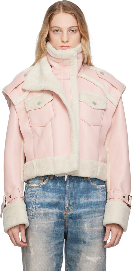 Feng Chen Wang Pink Paneled Faux-Leather Jacket - ShopStyle