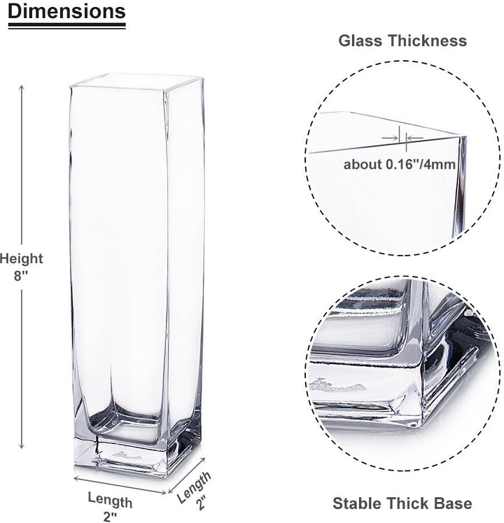 Etsy Clear Glass Rectangular Vase Different Diameter & Height For ...