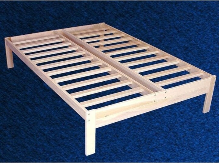Full size Unfinished Wood Platform Bed Frame with Wooden Slats - ShopStyle