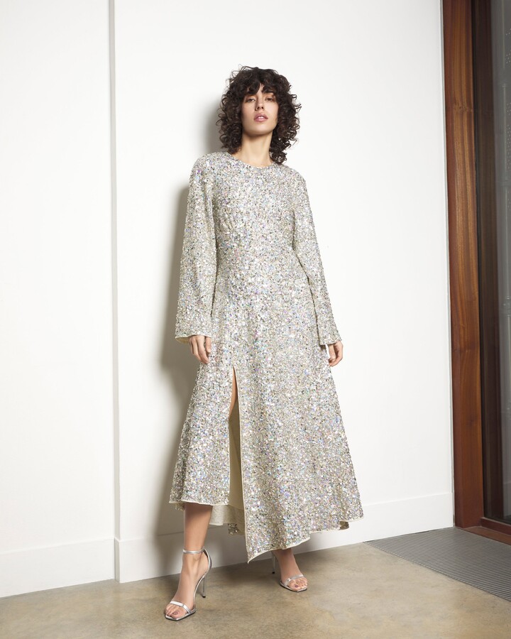 ilta Astrid Silver Stars Sequin Midi Dress - ShopStyle