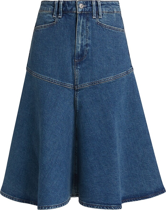 Paige Women's Alice Stretch Denim A-Line Midi-Skirt - Kolden - Size 27 ...