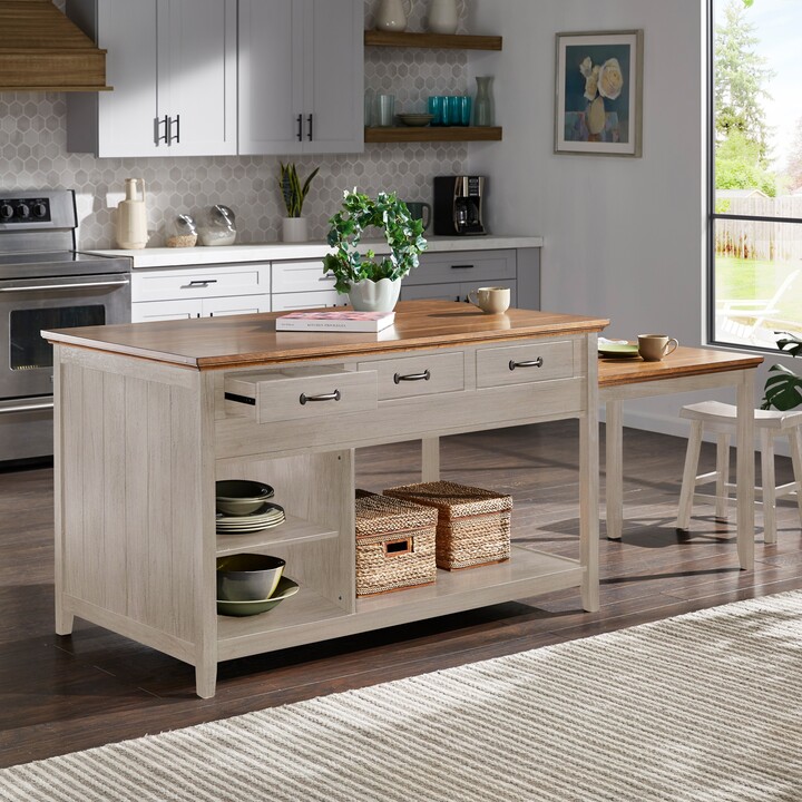 Inspire Q Eleanor Two-Tone Antique Finish Extendable Kitchen Island ...