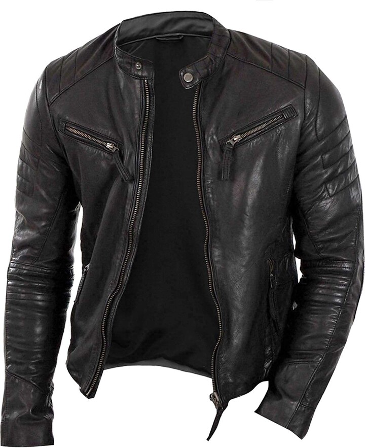 Vintagearc Men's Slim Fit Distressed Leather Jacket | motorcyle Leather ...