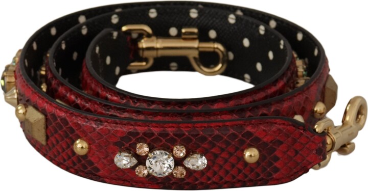 Dolce & Gabbana Red Python Leather Crystals Reversible Shoulder Women's ...