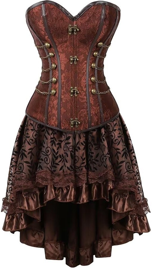 jutrisujo corsets for women steampunk dress leather basques and Bustier ...