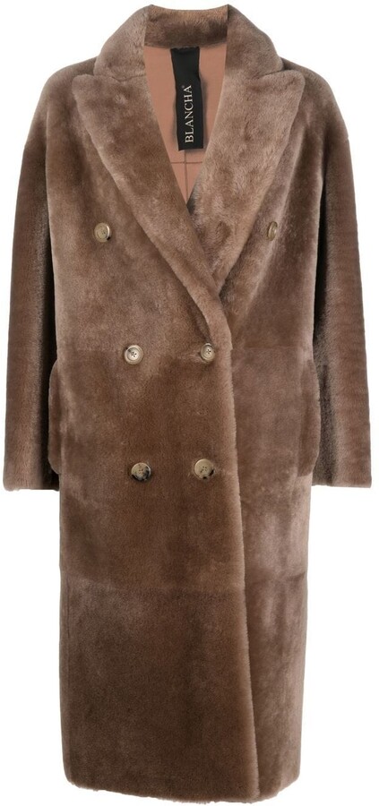 Blancha Double-Breasted Reversible Shearling Coat - ShopStyle