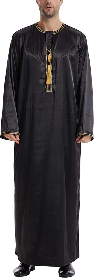 BOTCAM Arabic Men Apparel Muslim Solid Color Robes Arabic Men Worship ...