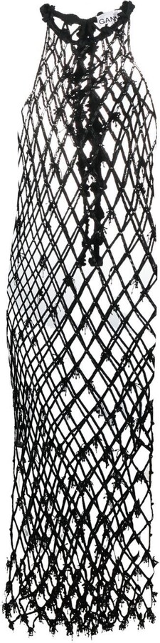 Ganni Beaded Net Midi Dress - ShopStyle