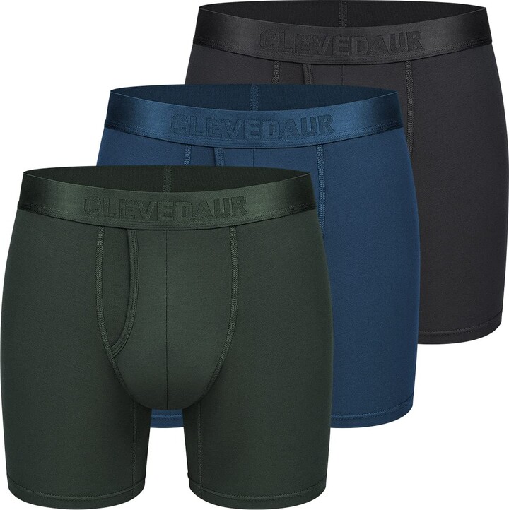 CLEVEDAUR Men's Underwear 3 Pack Micro Modal Boxer Briefs Open Fly ...