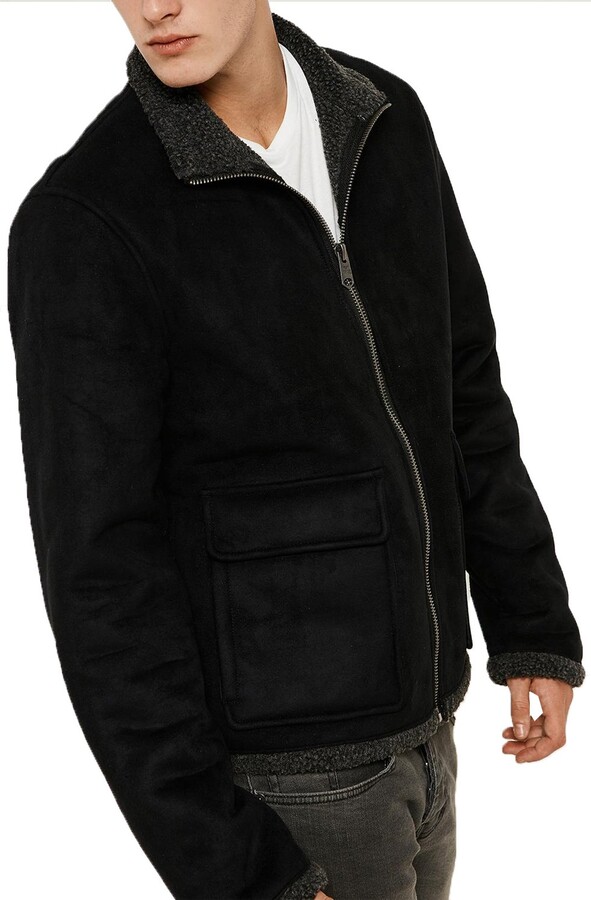 Threadbare Men's Aviator Laser Synthetic Suede Faux Fur Borg Lined ...