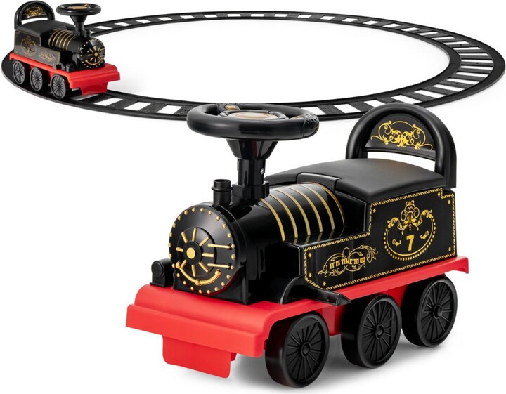 Slickblue 6V Electric Kids Ride On Car Toy Train with 16 Pieces Tracks ...