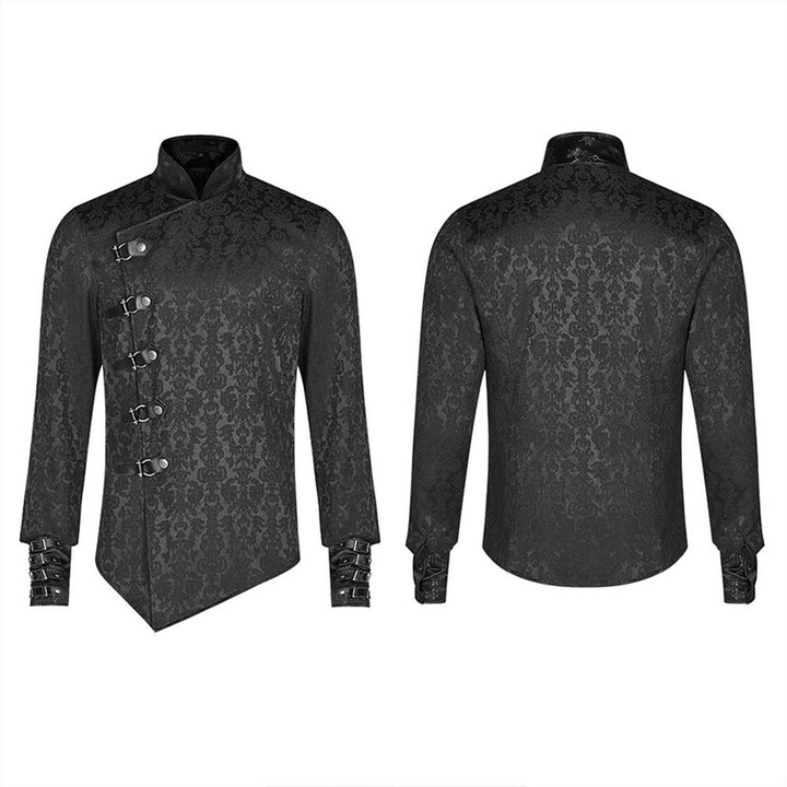 Punk Rave Men Steampunk Retro Black Jacquard Shirt Gothic Party Club ...