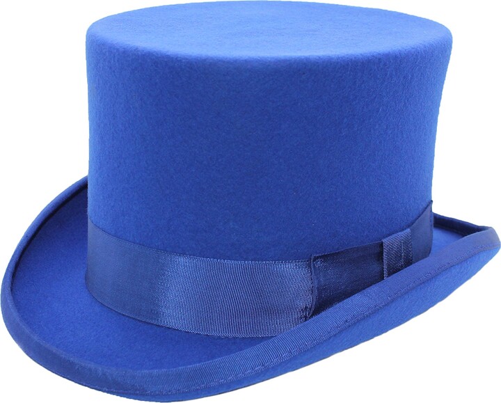 DH Hand Made Wool Top Hat Satin Lined Small to XXL Blue - ShopStyle Scarves