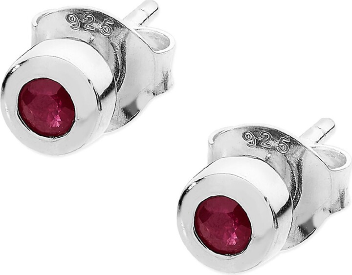 Lucy Quartermaine Women's Silver Ruby Studs - ShopStyle Earrings