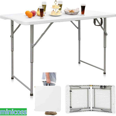 MINICOSS 4Ft Plastic Folding Table Portable Picnic Tables Indoor ...