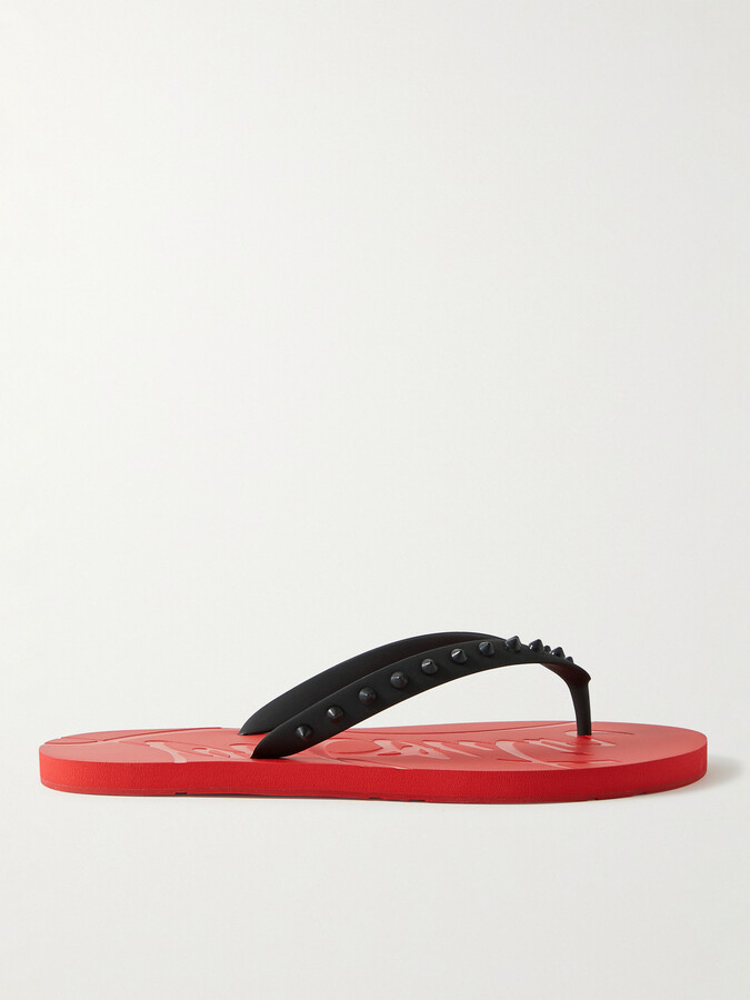 Christian Louboutin Loubi Flip Spiked Rubber Flip Flops - ShopStyle