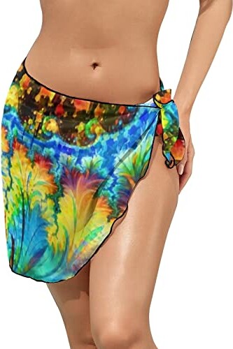 RTUQ Swimwear Cover Ups for Women Suitable Short Sarongs Beach Wrap Sheer Bikini Wraps Chiffon ...