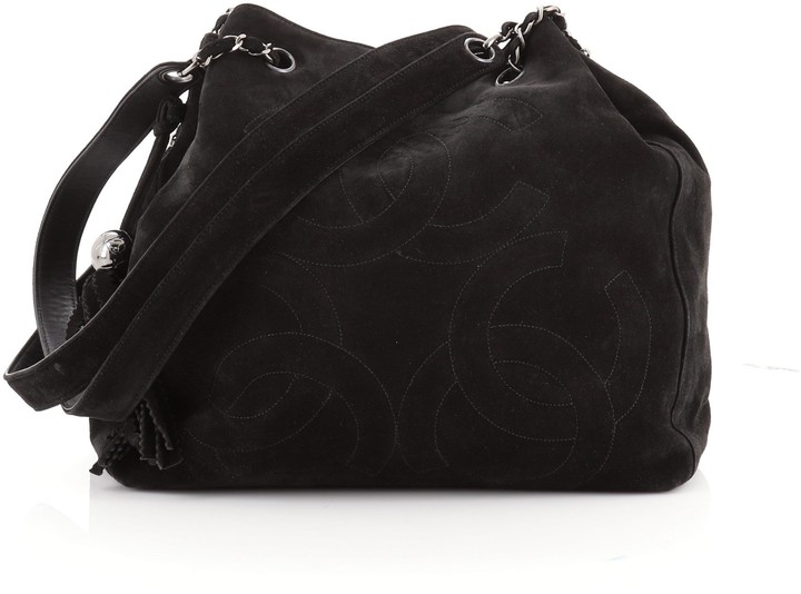 Chanel Vintage Triple CC Drawstring Tote Suede Medium - ShopStyle