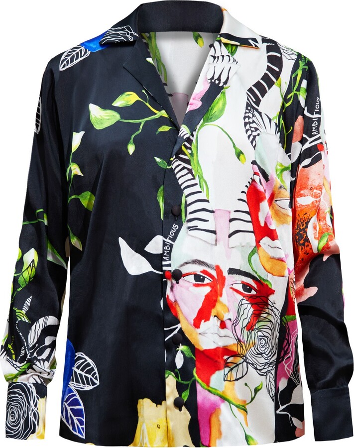 Sabina söderberg Elif Silk Shirt - Black Capricorn - ShopStyle Tops