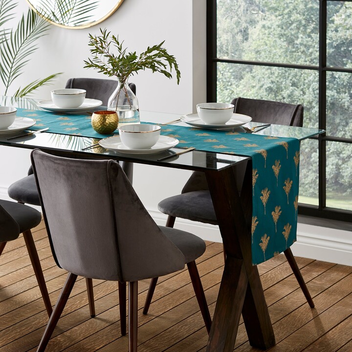 Dunelm Luxe Palm Table Runner Peacock Peacock - ShopStyle