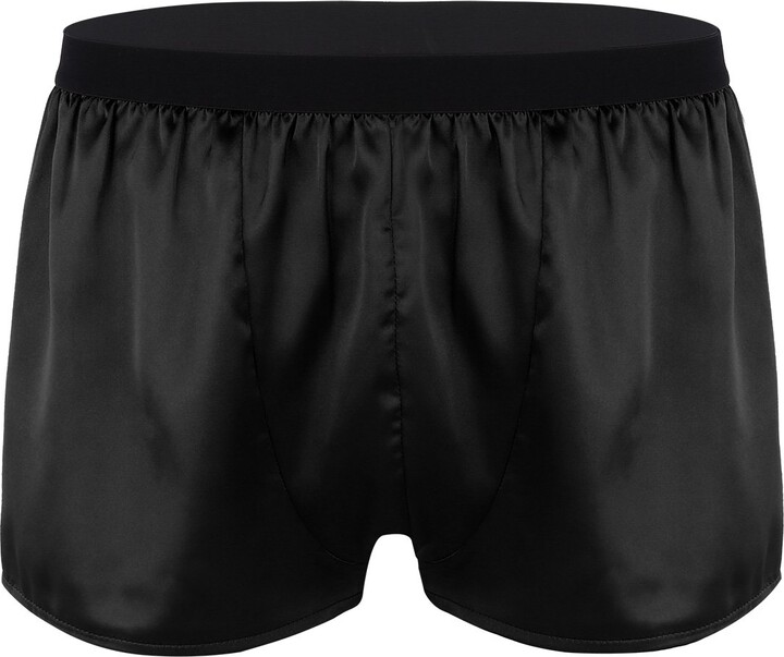 dPois Men's Shiny Satin Boxer Shorts Panties Summer Lounge Sports Short ...