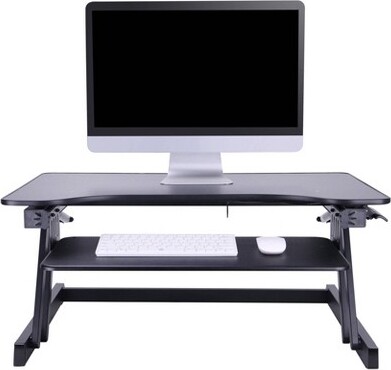 Rocelco Basic Height Adjustable Sit to Stand Desk Computer Riser, Black ...