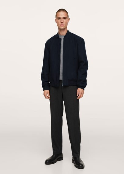 MANGO Recycled wool bomber jacket dark navy - ShopStyle