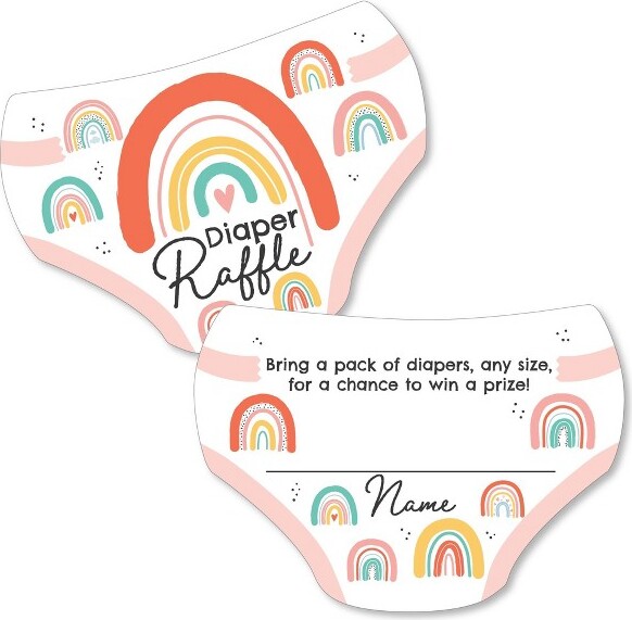 Big Dot of Happiness Hello Rainbow - Diaper Shaped Raffle Ticket ...