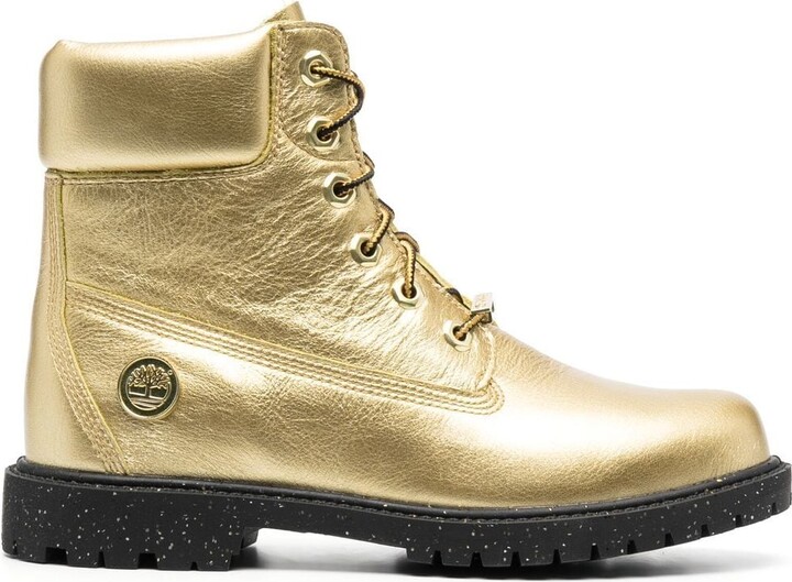 Timberland Metallic-Effect Combat Boots - ShopStyle