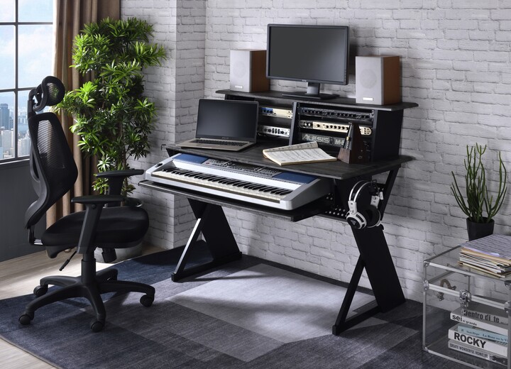 RASOO Music Desk, Music Workstation with Pullout Keyboard Tray ...