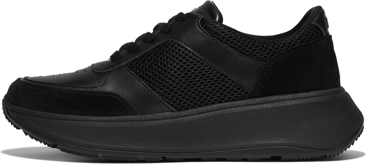 FitFlop F-Mode Leather/Mesh Flatform Sneakers - ShopStyle