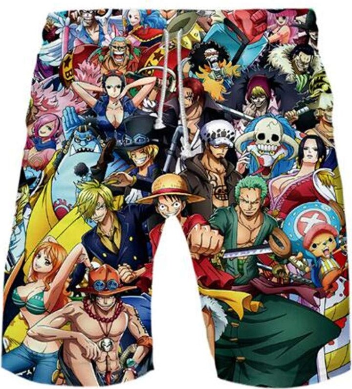WANHONGYUE Anime One Piece Monkey D Luffy Mens Beach Shorts Swim Trunks ...